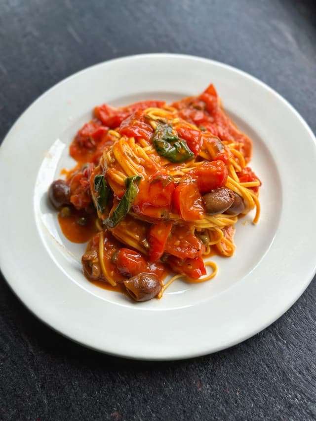 Tagliarini With Puttanesca Sauce • Mateo Kitchen