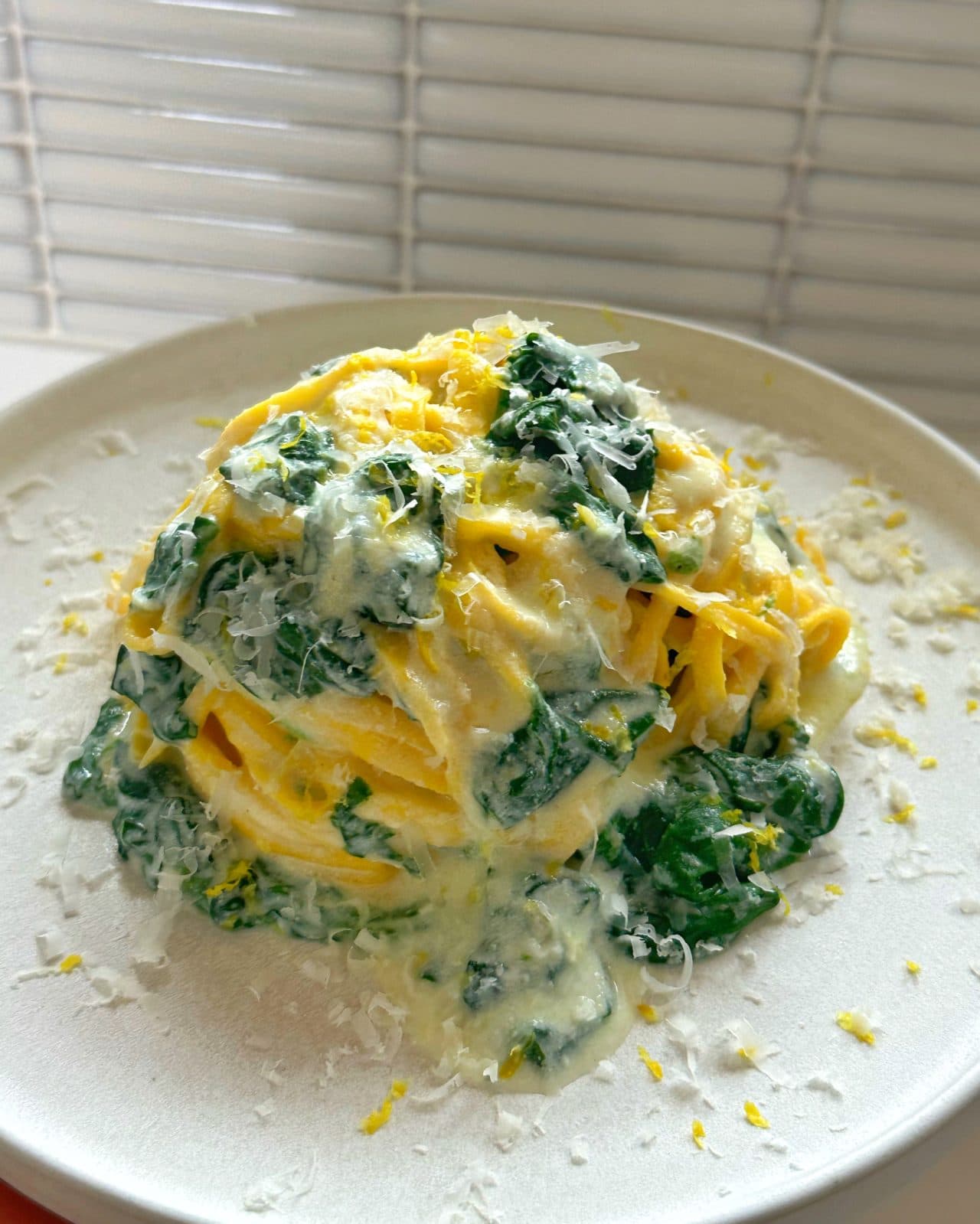 SPAGHETTI WITH CREAMY RICOTTA, LEMON & SPINACH • Mateo Kitchen