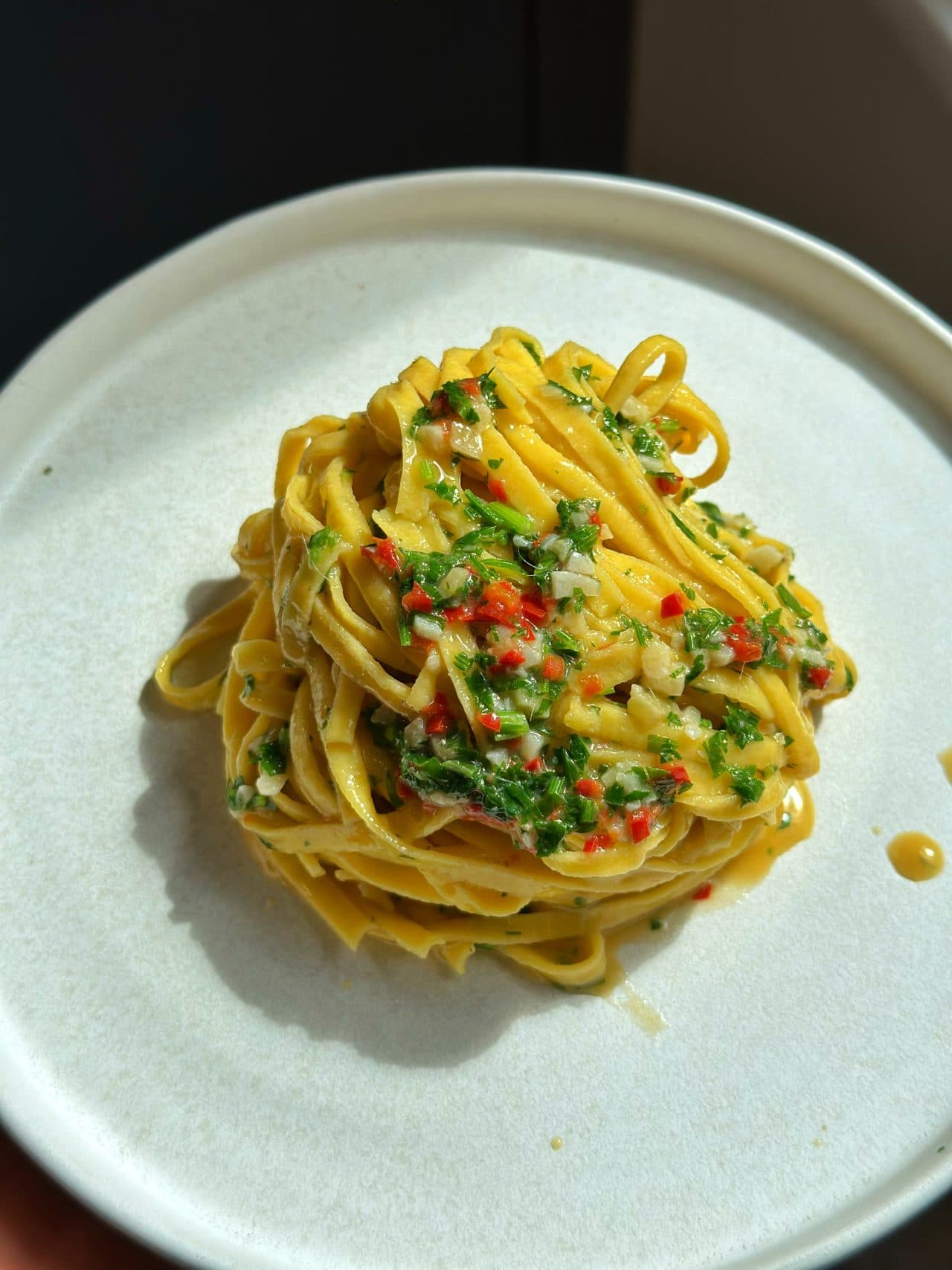 TAGLIARINI WITH ANCHOVY, CHILLI & GARLIC • Mateo Kitchen